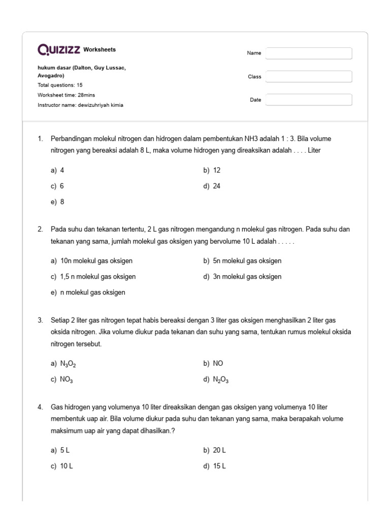 Latihan Soal Hukum Dasar Kimia | PDF