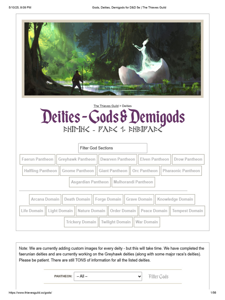 Gods, Deities, Demigods For D&D 5e A To D - The Thieves Guild | PDF | Dwarf (Dungeons & Dragons ...