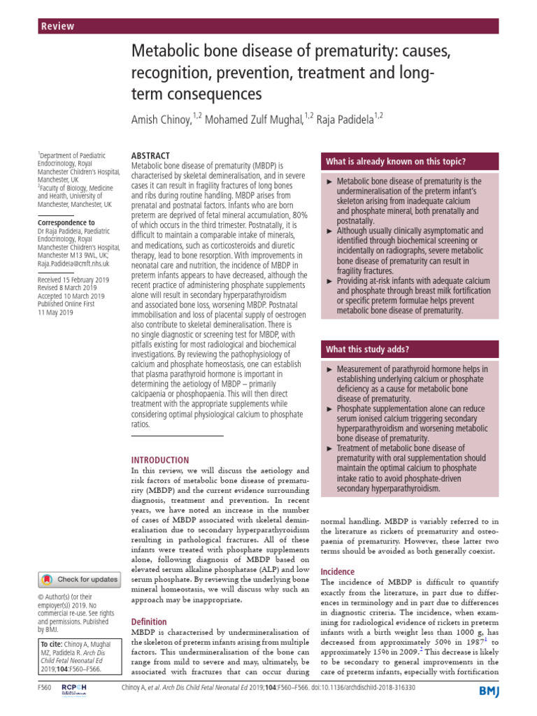 Neonatal Metabolic Bone Disease ADC FN Full | PDF | Preterm Birth ...
