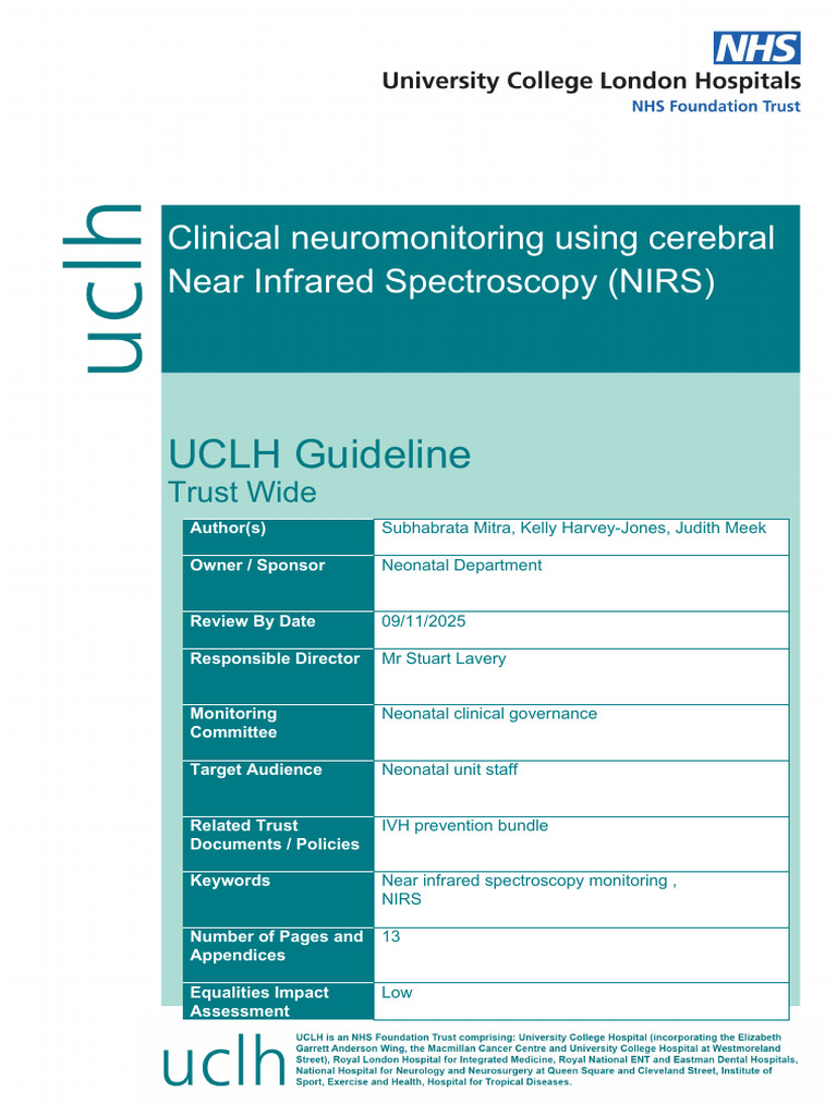 NIRS Clinical Monitoring Guideline | PDF | Hemoglobin | Medical Specialties