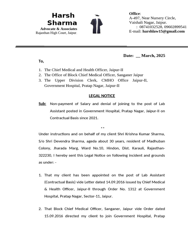 11.3.2025 - Legal Notice Krishna Kumar Sharma | PDF | Justice | Crime ...