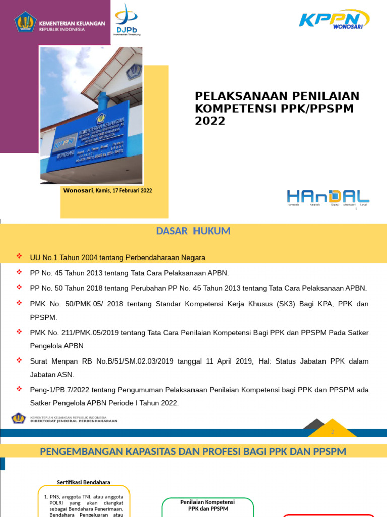 Slide Penilaian Kompetensi PPK Dan PSPSPM - Wonosari | PDF