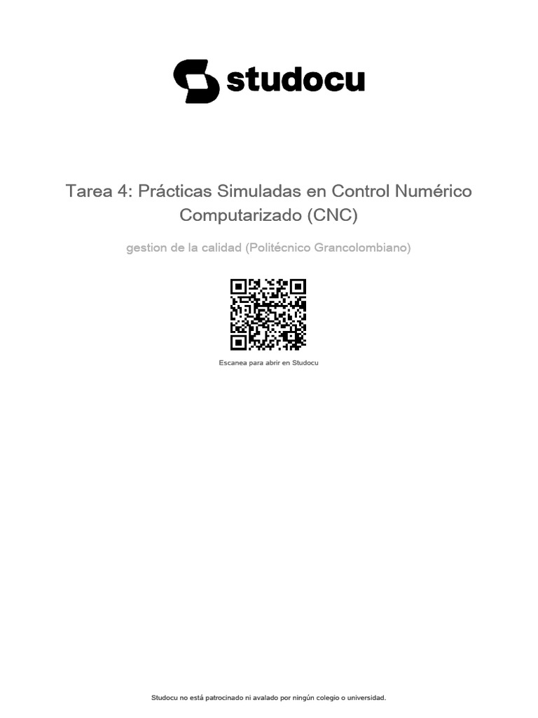 Tarea 4 Practicas Simuladas en Control Numerico Computarizado CNC | PDF | Control numerico ...