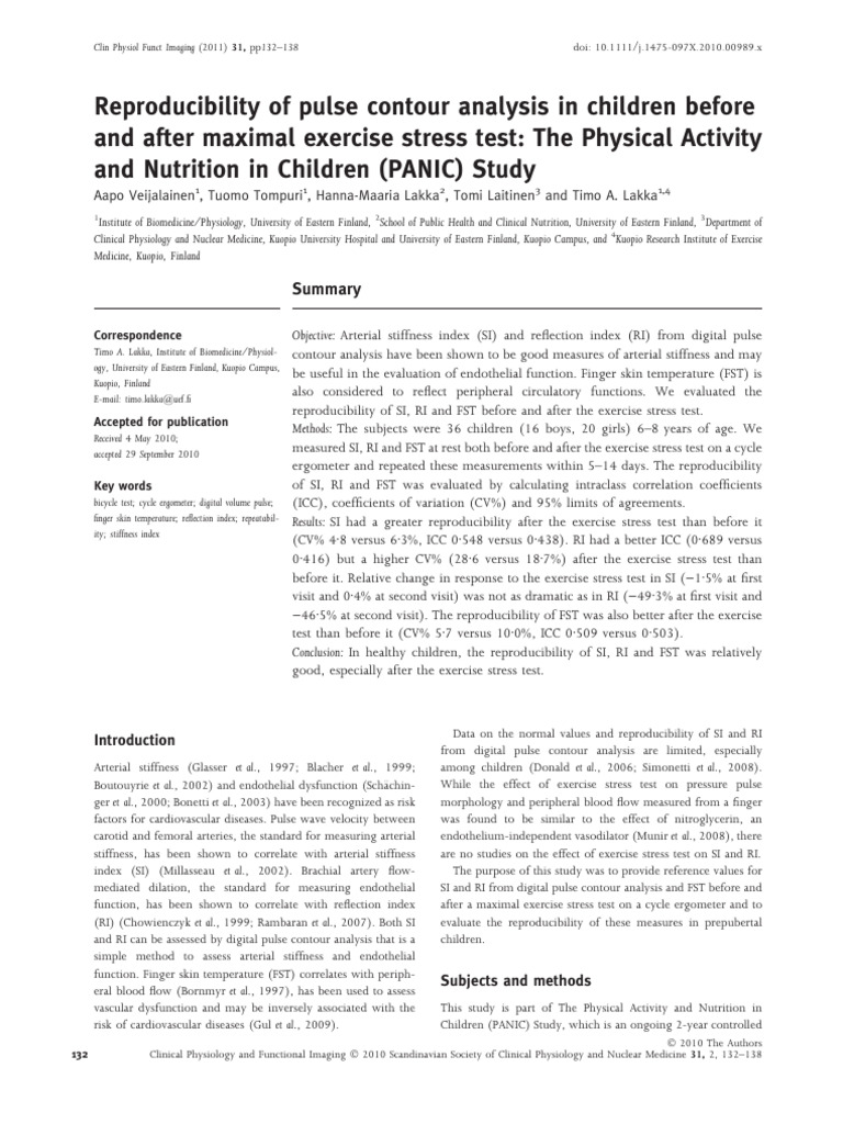 Reproducibility of Pulse Contour Analysis in Children Beforeand After ...