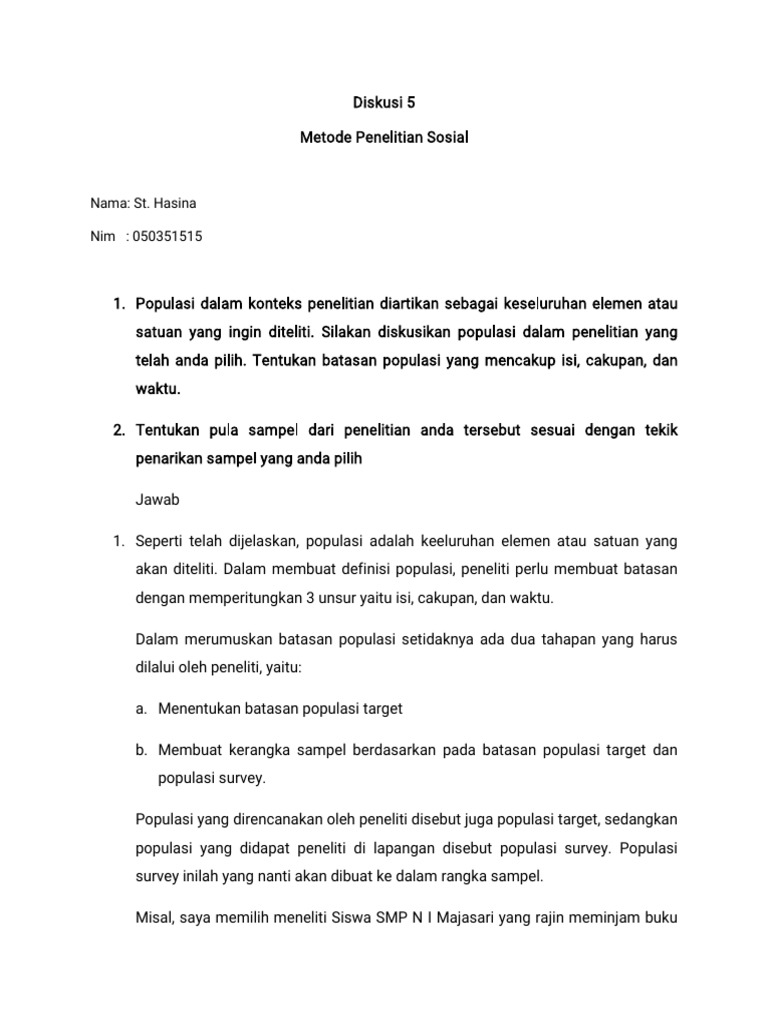 Diskusi 5 Metode Penelitian Sosial | PDF