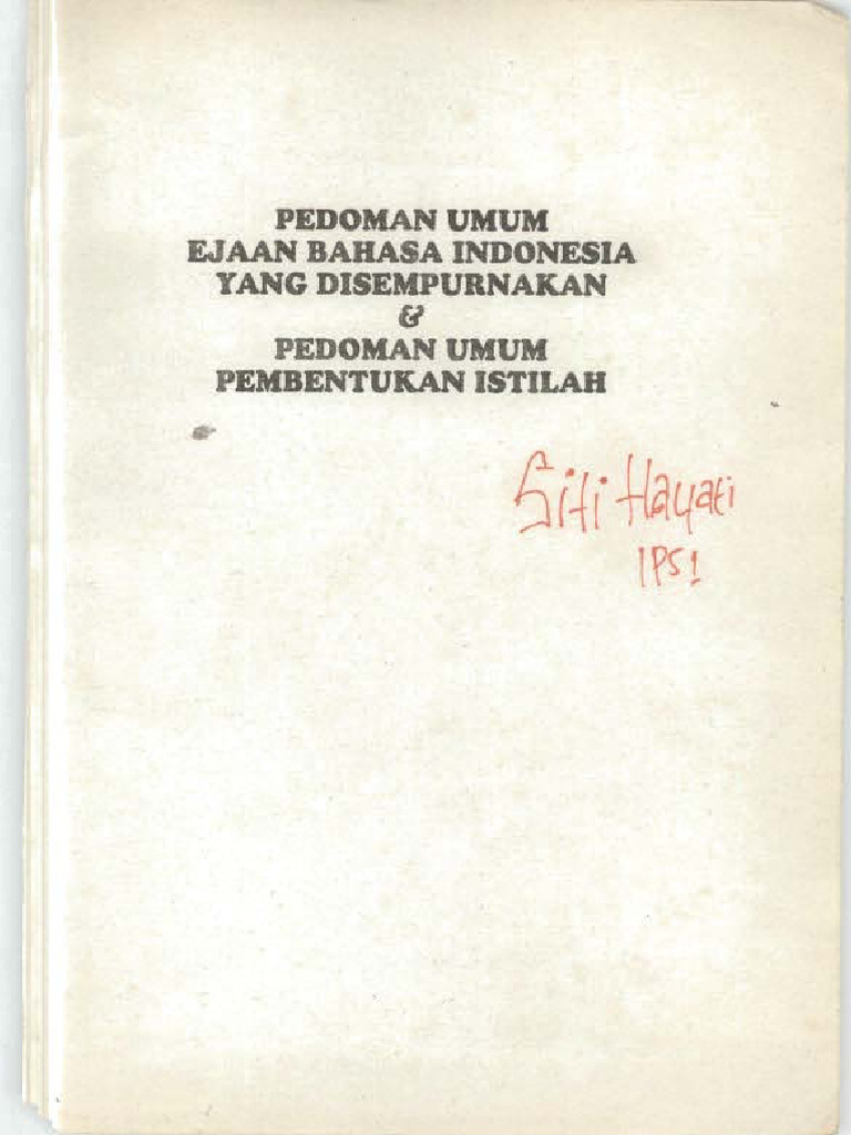 Ejaan Yang Disempurnakan | PDF