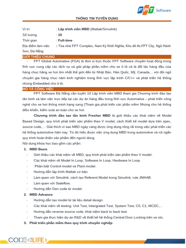 JD Fresher MBD | PDF