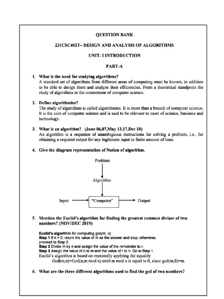 DAA - Unit 1 QB | PDF | Algorithms | Time Complexity