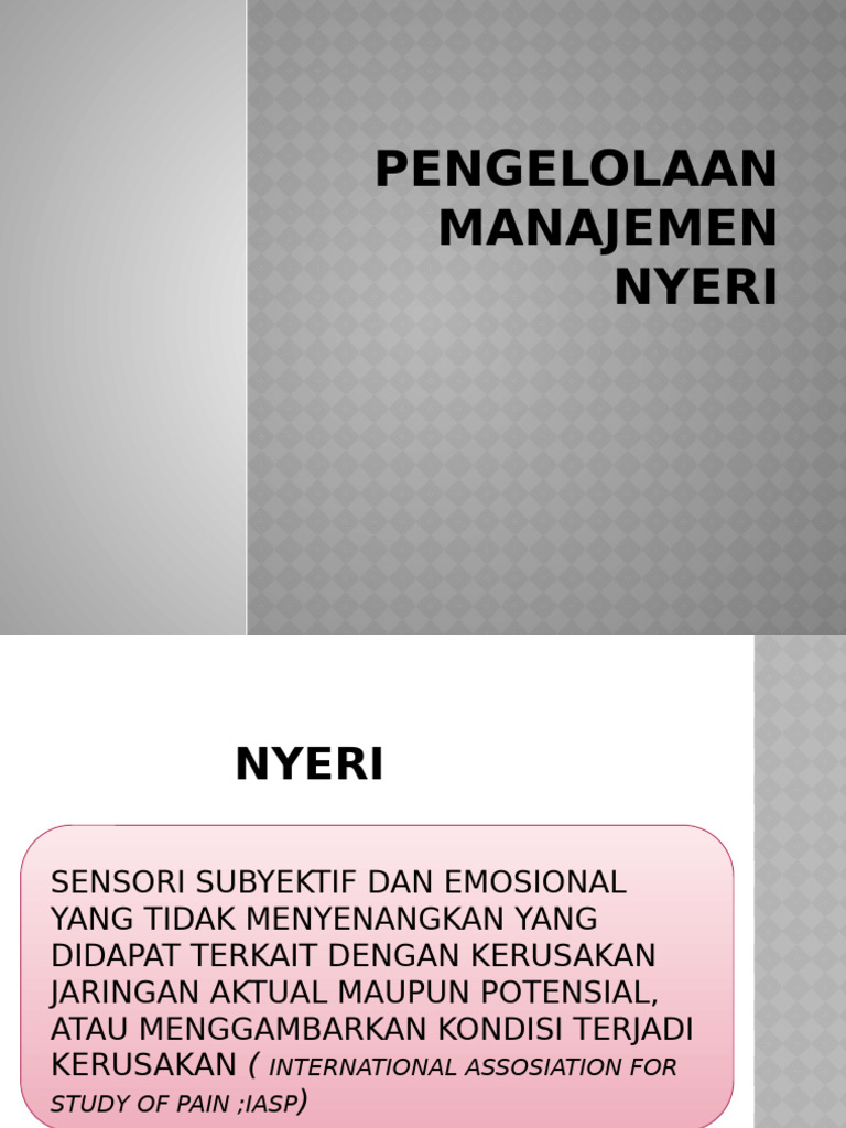 Pengelolaan Manajemen Nyeri | PDF