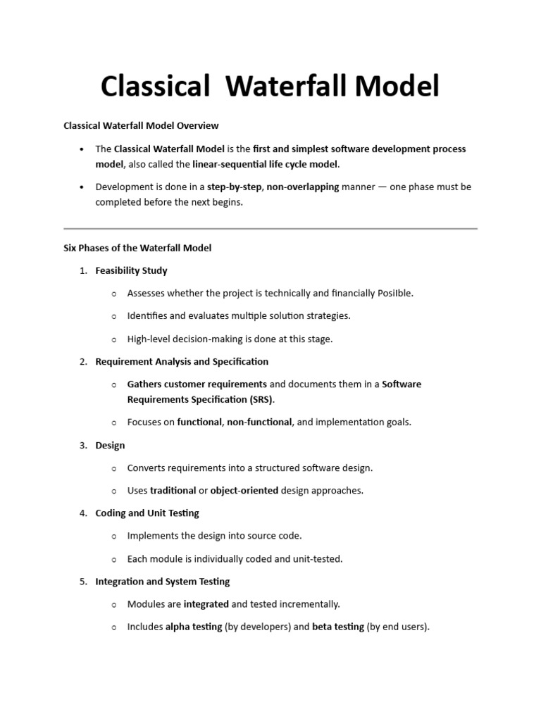 Classical Waterfall Model | PDF