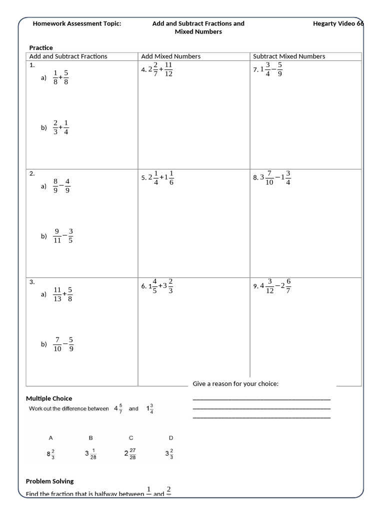 Adding and Subtracting Fractions | PDF | Learning