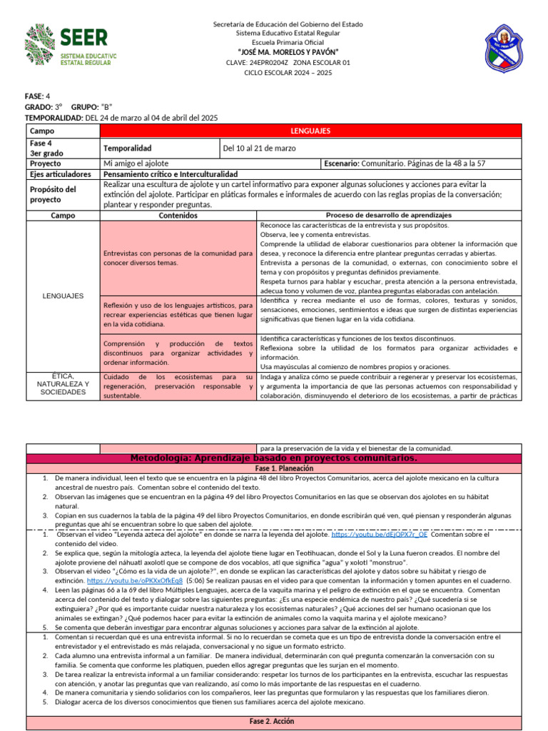 Planeacion Sem Del 24 de Marzo Al 04 de Abril | PDF | Agua | Ecosistema
