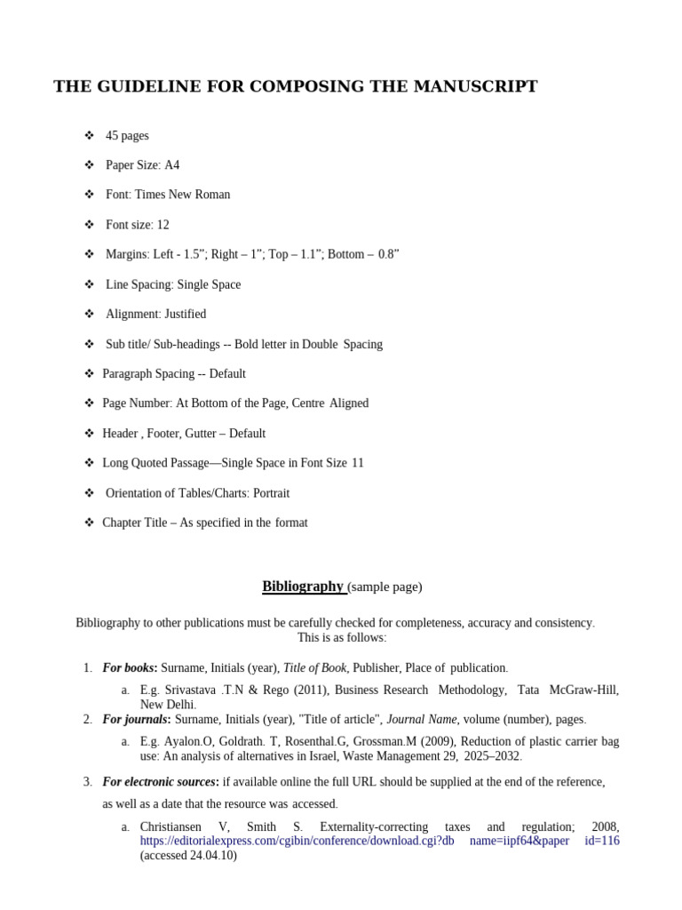 Guidelines For Manuscript Writing | PDF