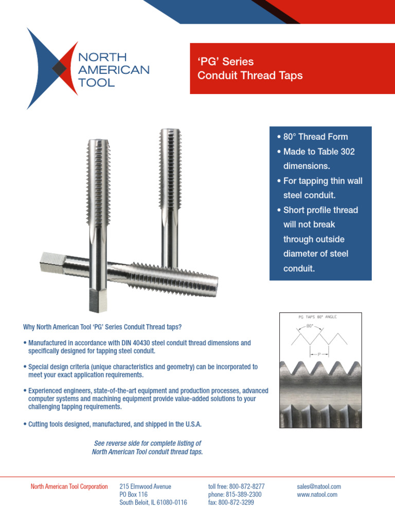 pg_conduit_thread_taps_flyer | PDF | Pipe (Fluid Conveyance ...