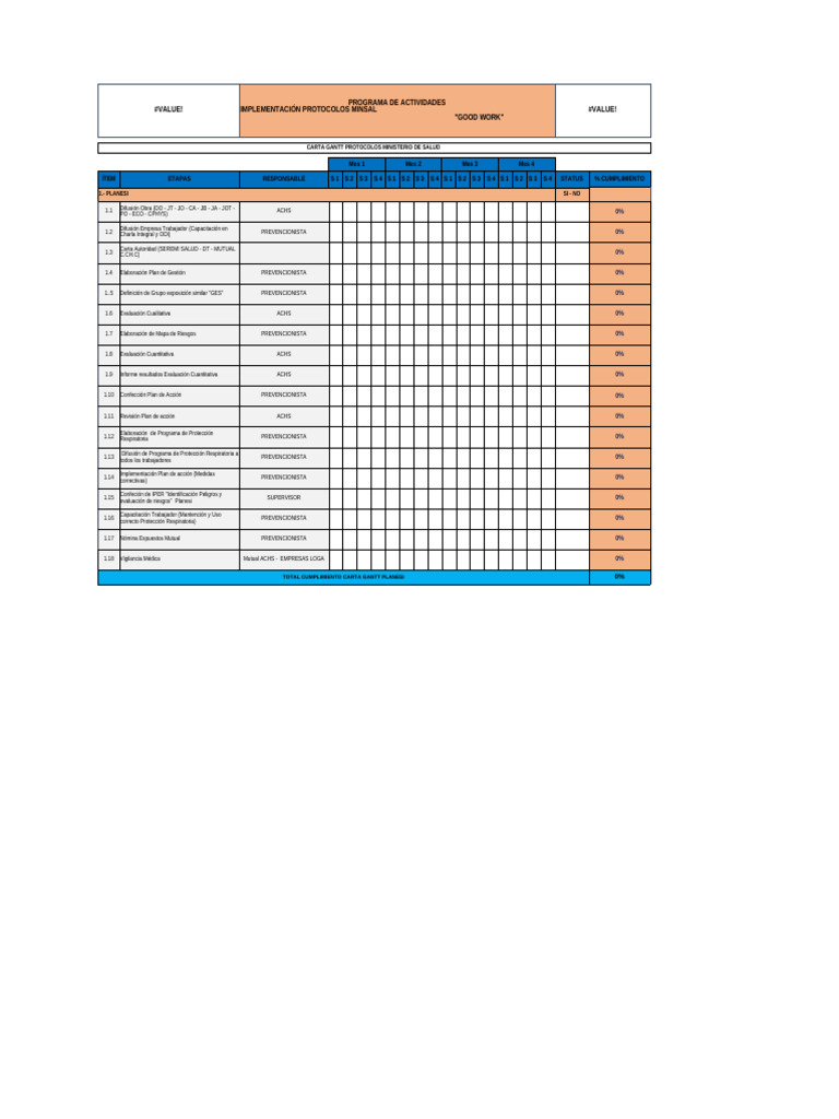 Carta Gantt Protocolo Minsal | PDF
