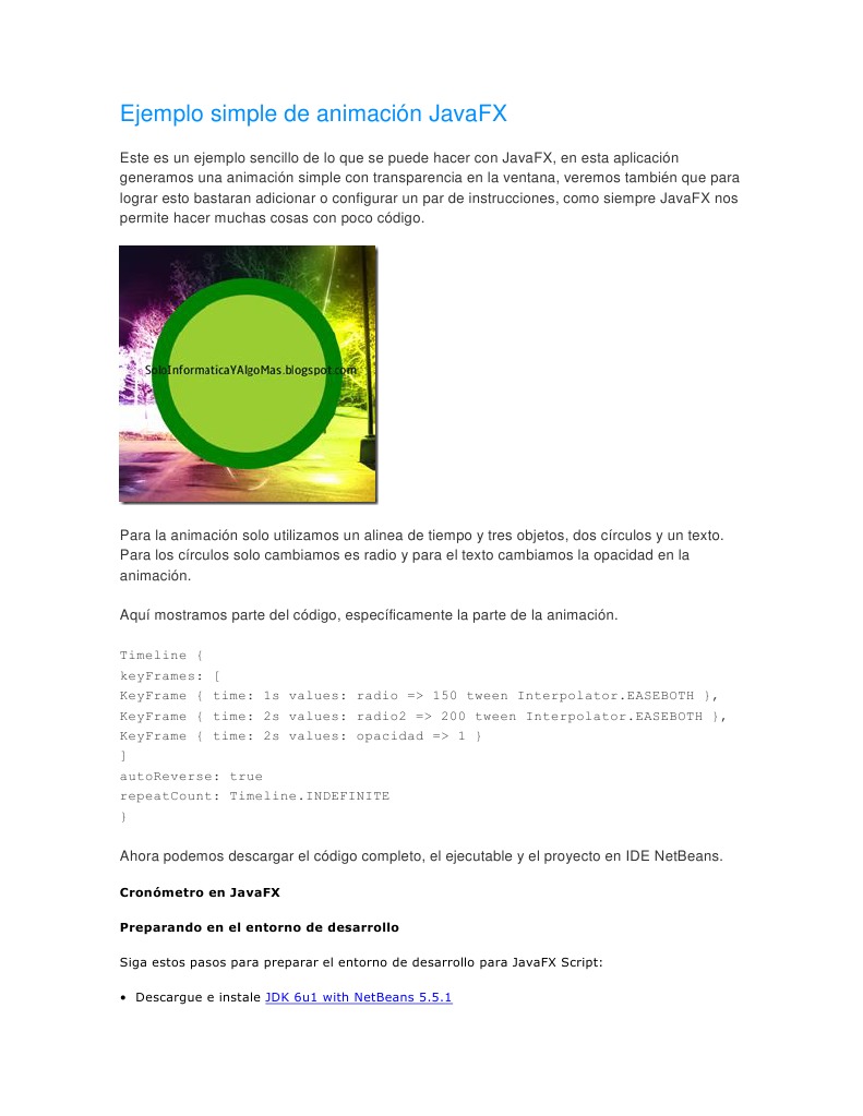 Ejemplo Simple De Animación Javafx Pdf Plataforma Java