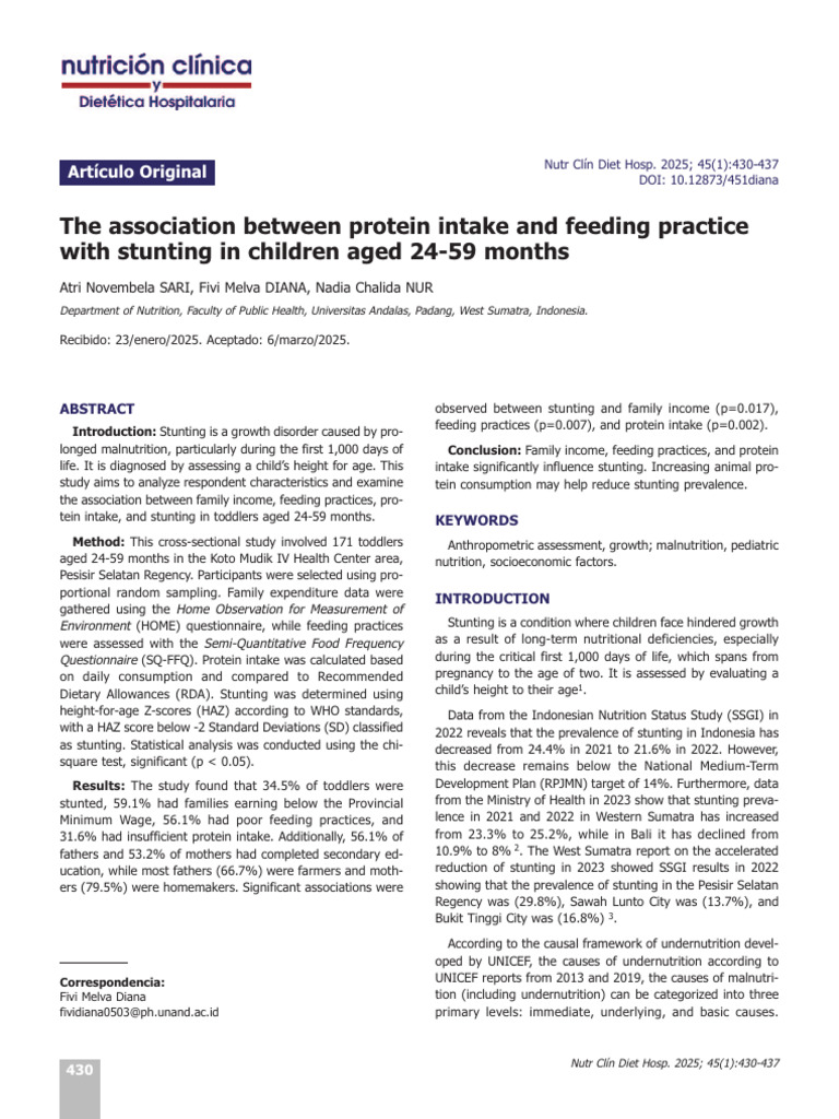 The Association Between Protein Intake and Feeding | PDF | Human ...