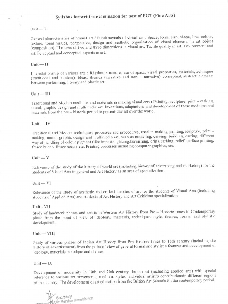 Syllabus H PGT Fine Arts 14.12.2022 | PDF | Paintings | Educational ...