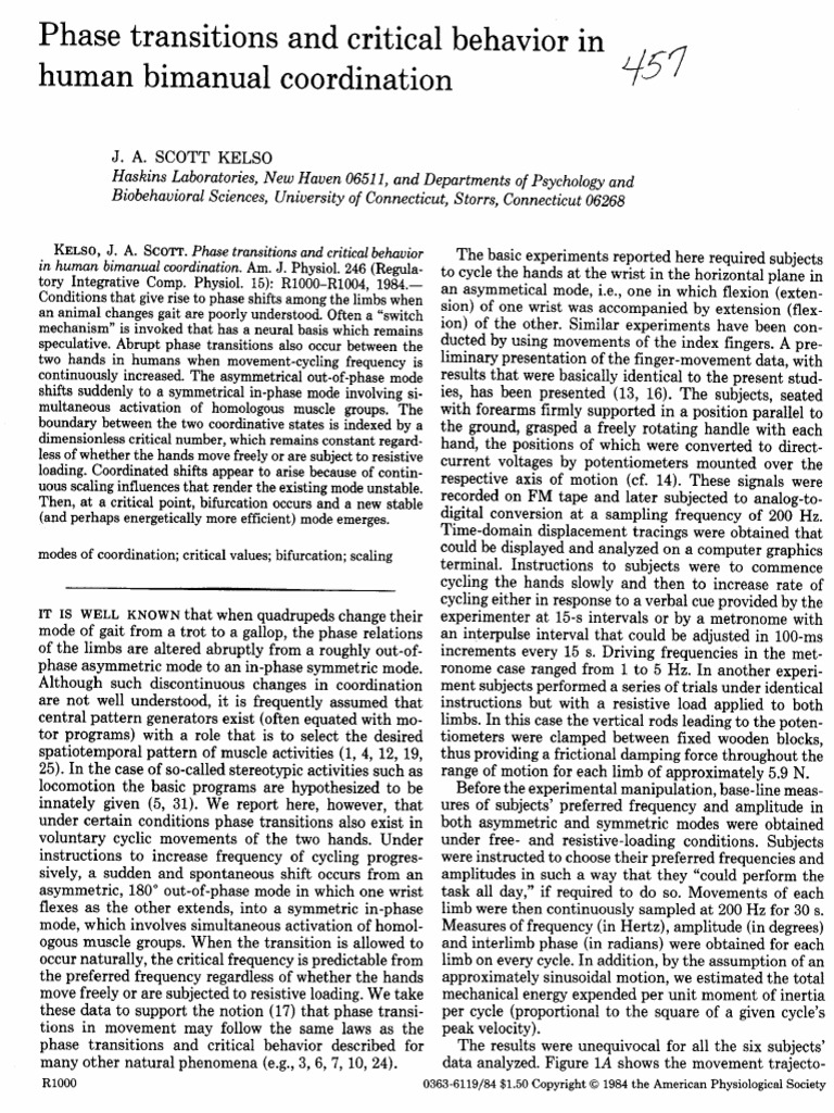 Kelso, J. A. S. (1984) - Phase Transitions and Critical Behavior in ...