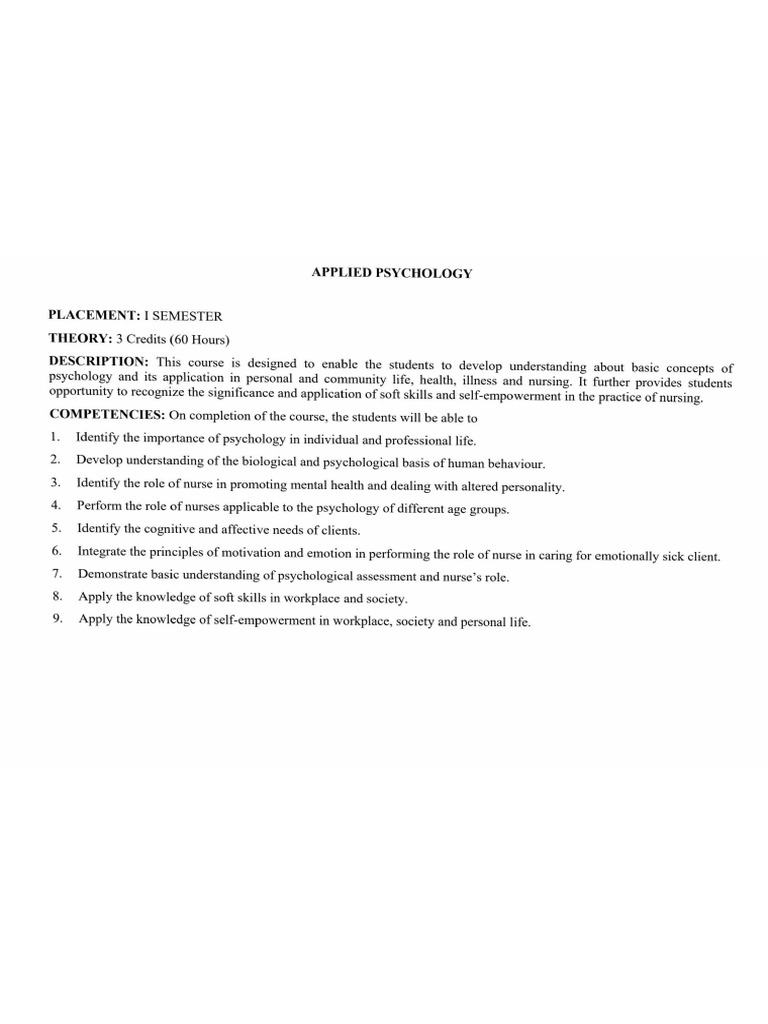 Psychology Syllabus | PDF