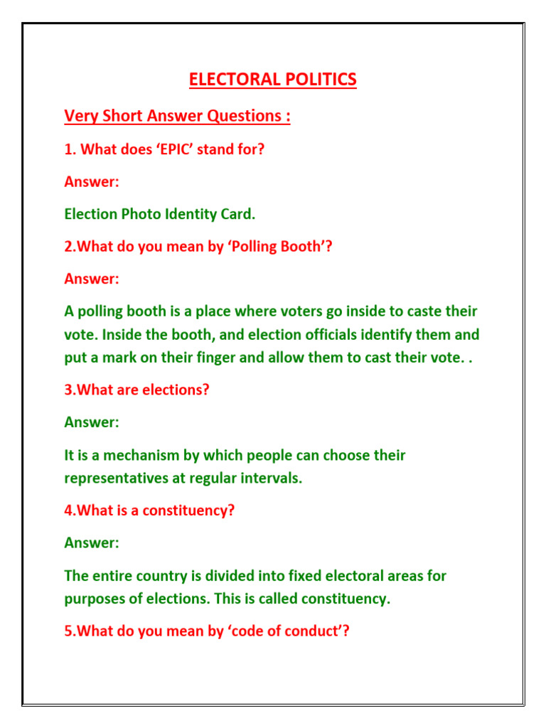 Civics Chapter - 3 Grade 9 | PDF | Elections | Voting