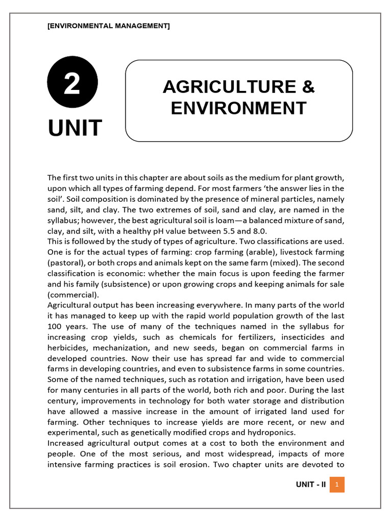 (Unit - Ii) Environmental Management | PDF | Plant Nutrition | Agriculture