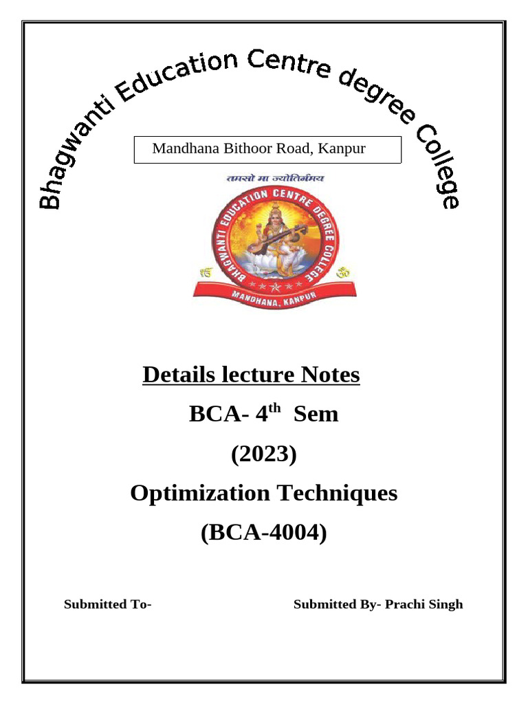 Details Lecture Notes - OT | PDF