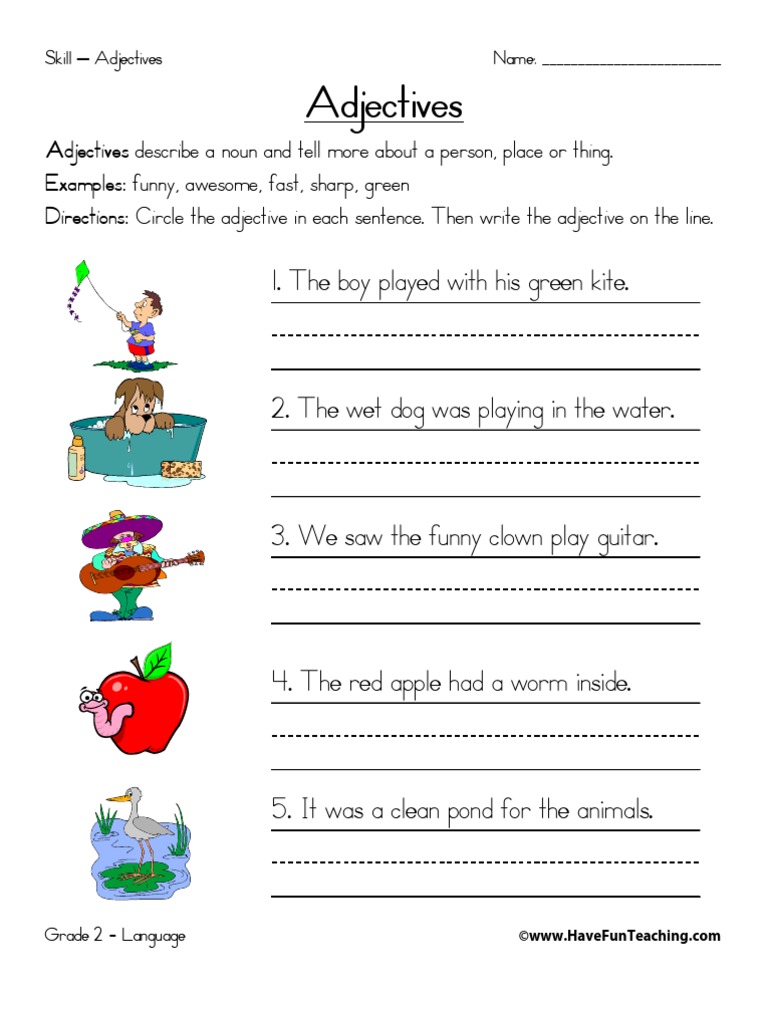Adjectives Worksheets Grade 3