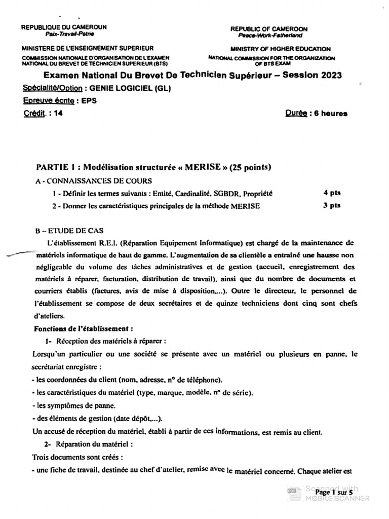 Epreuves Bts GL 2023 | PDF