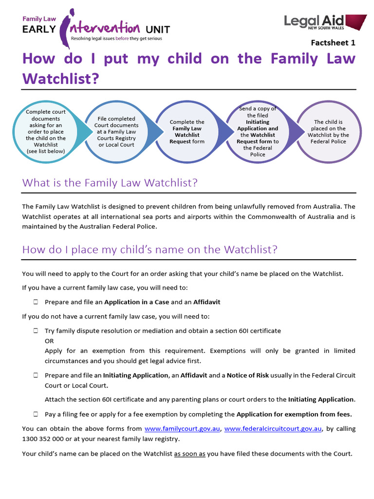 How Do I Put My Child On The Family Law Watchlist | PDF | Affidavit ...
