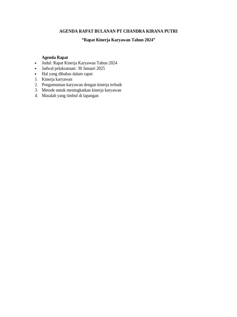 Agenda Rapat PT Chandra Kirana Putri | PDF