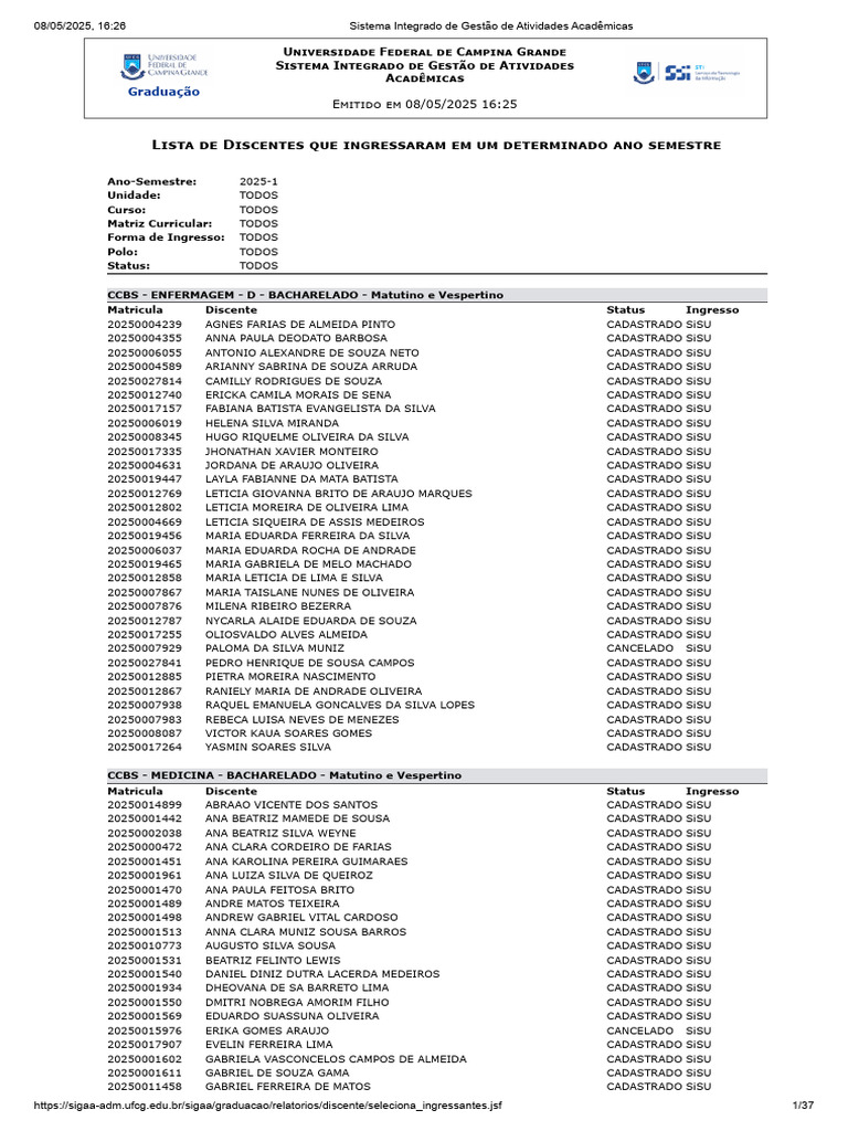 Lista 1 Periodo 2025 Corrigida | PDF