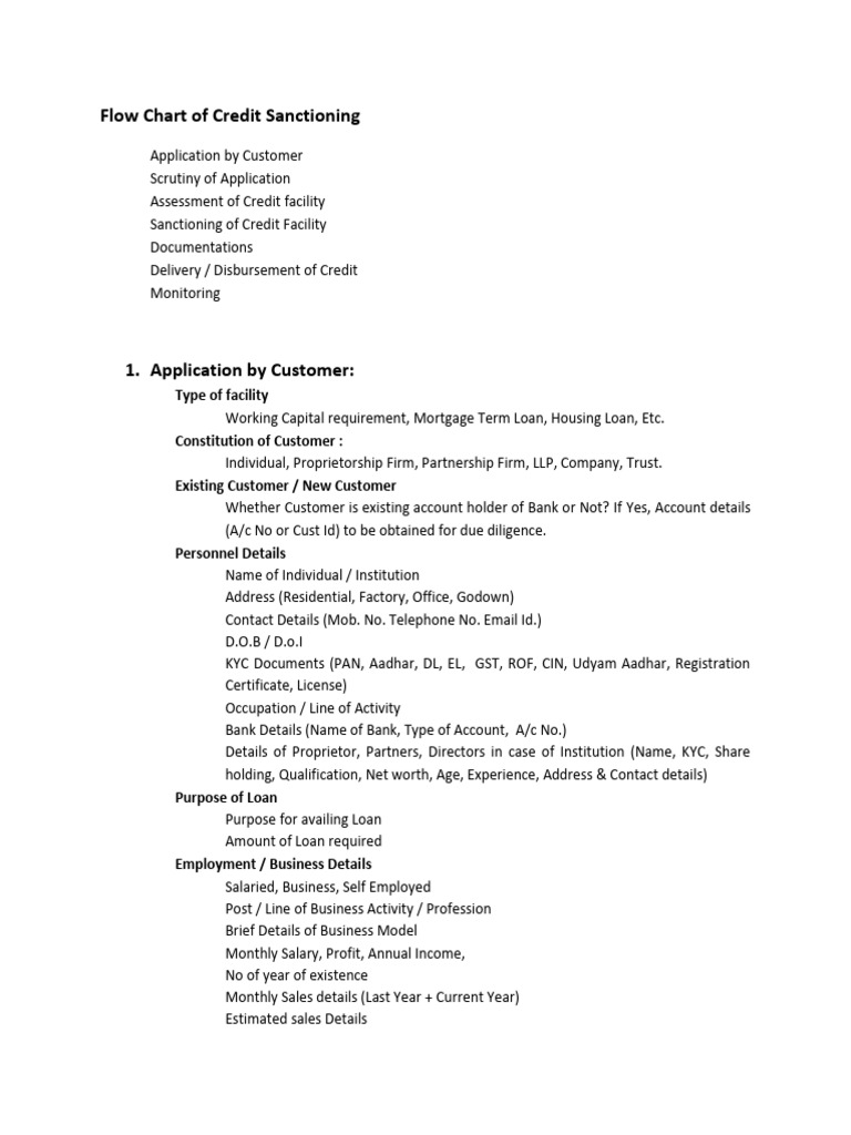Credit Sanctioning Process Flow Chart | PDF | Credit | Finance & Money ...