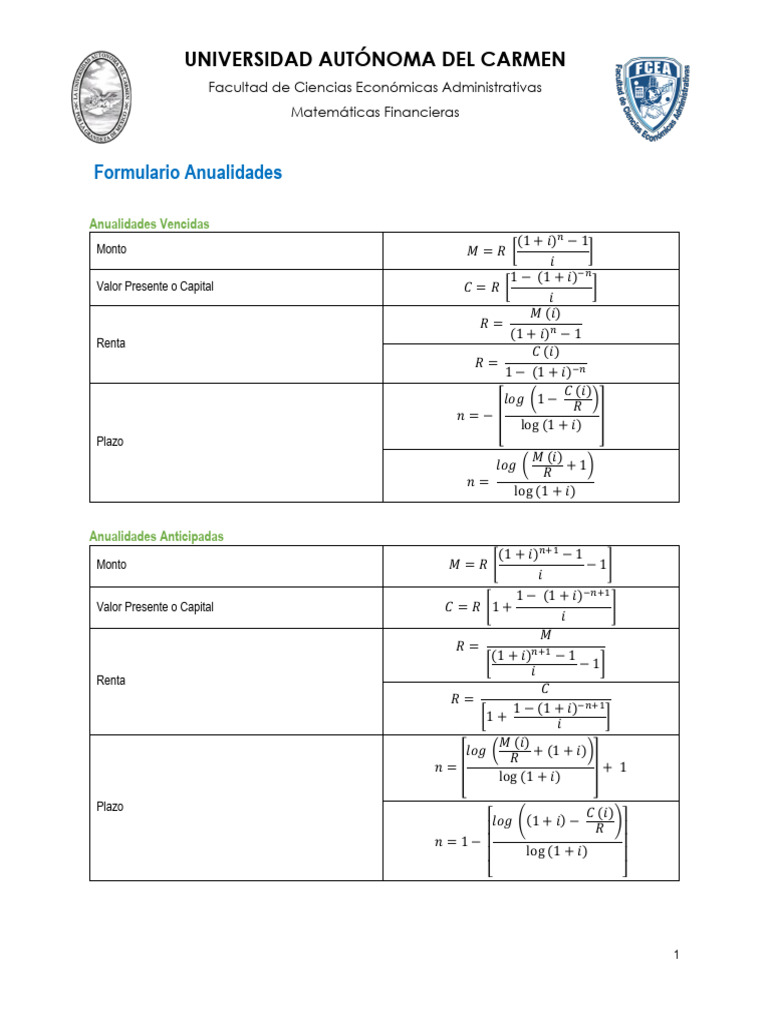 Formulario Anualidades | PDF