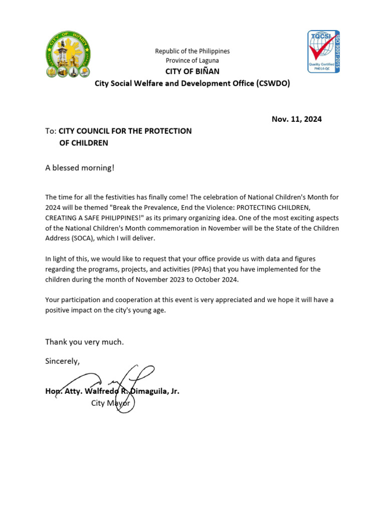 National Children's Month 2024 Plans | PDF