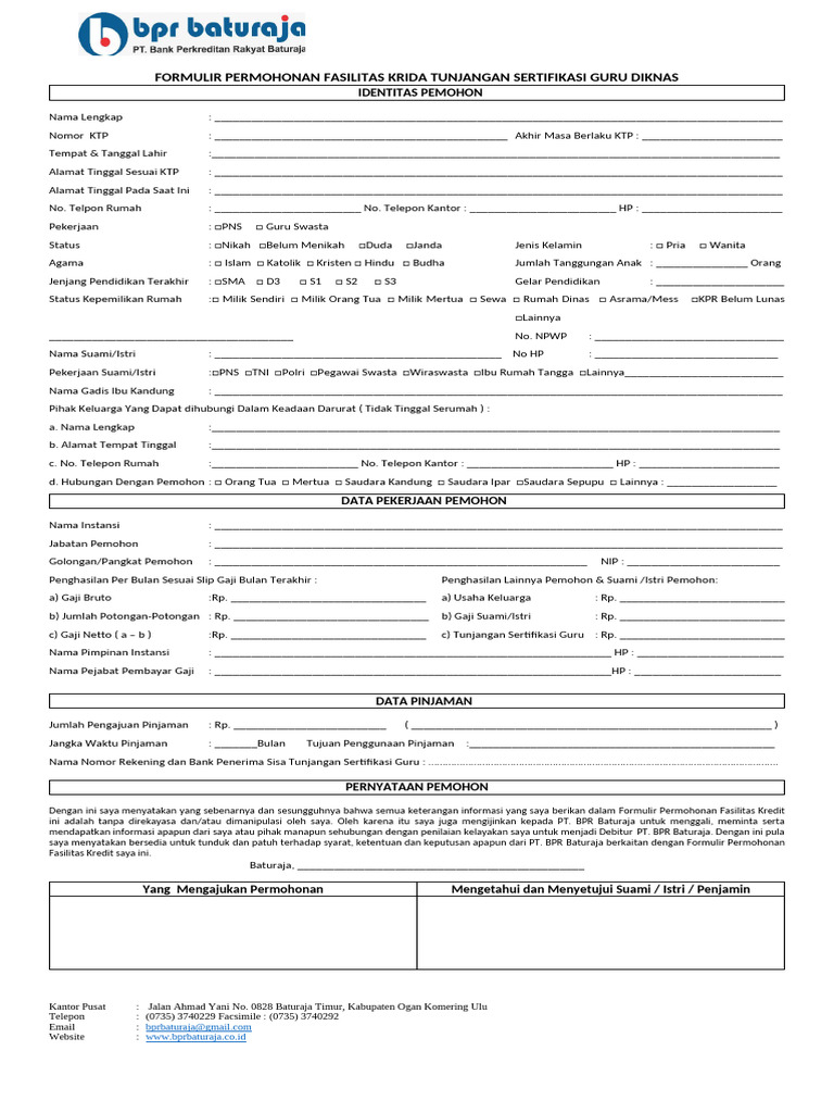 Formulir Diknas Dan Kemenag | PDF