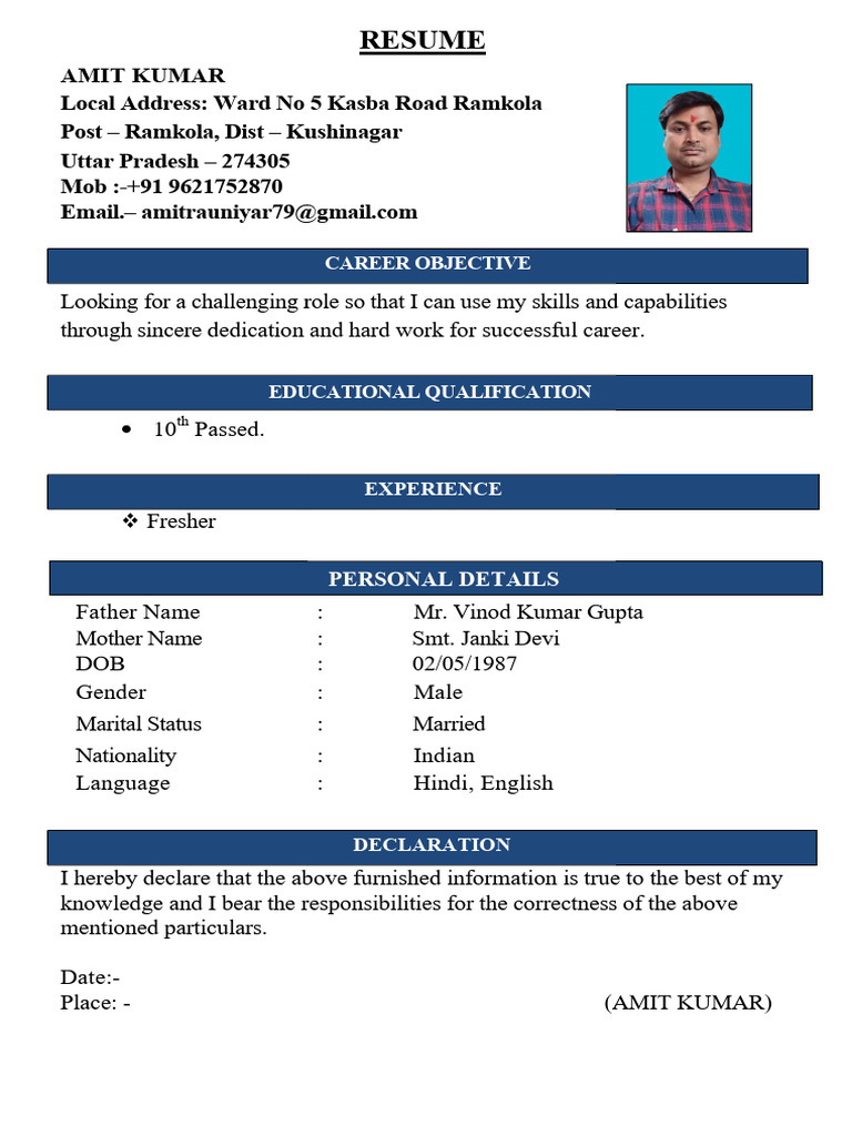 Amit Kumar Resume | PDF