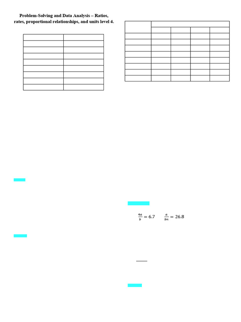 Ratios, rates, proportion, and units level 4 | PDF | Electric Field ...