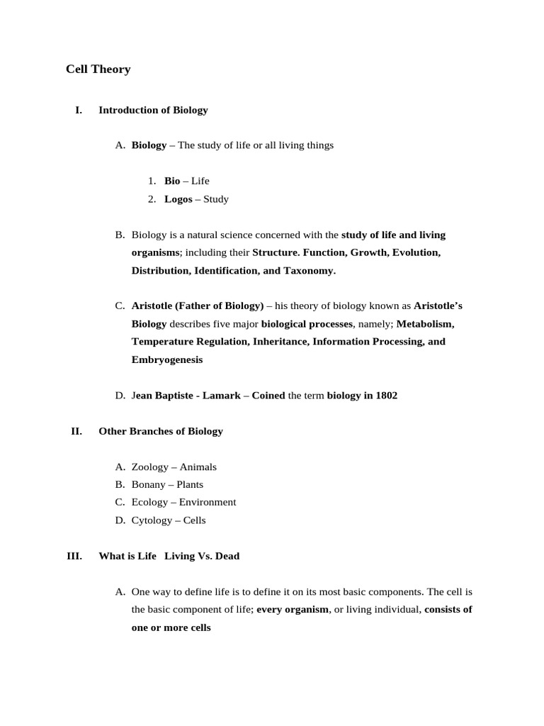 Understanding Cell Theory and Life | PDF | Life | Biology