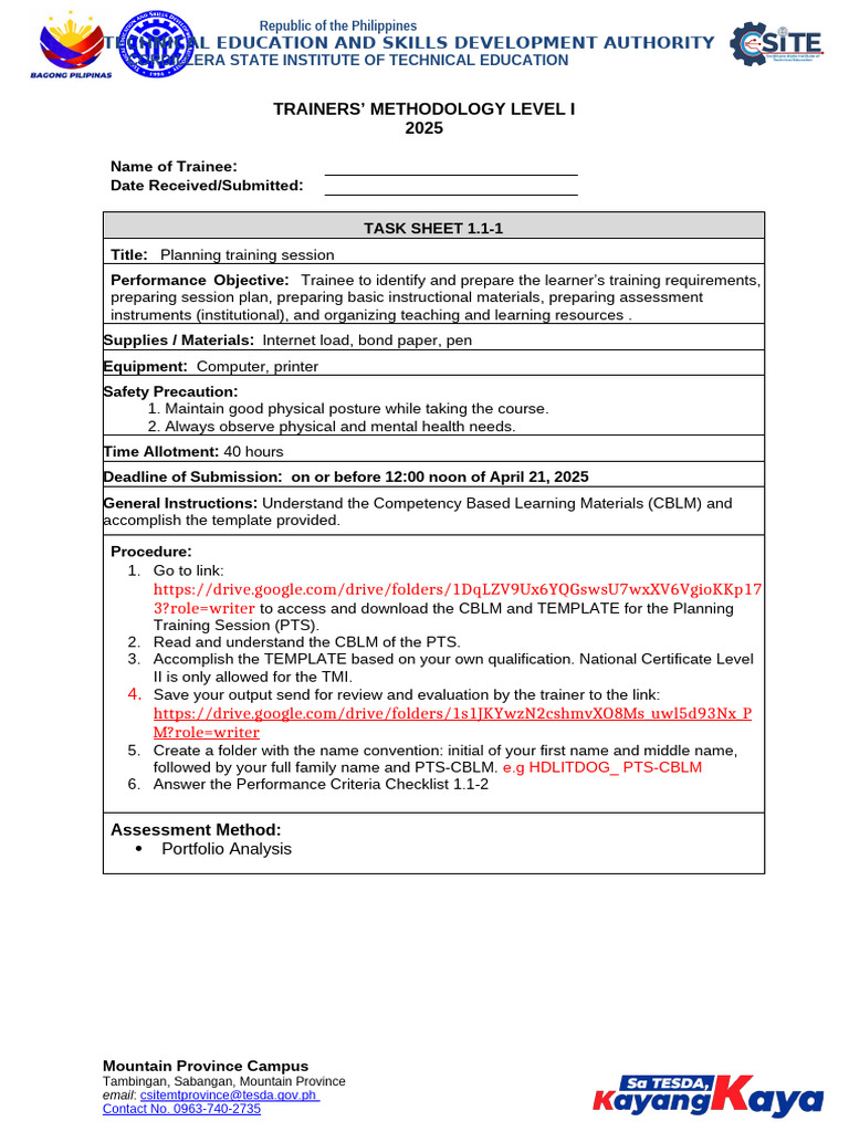 Task Sheet 1.1 2 - Planning Training Session | PDF | Vocational Education | Learning