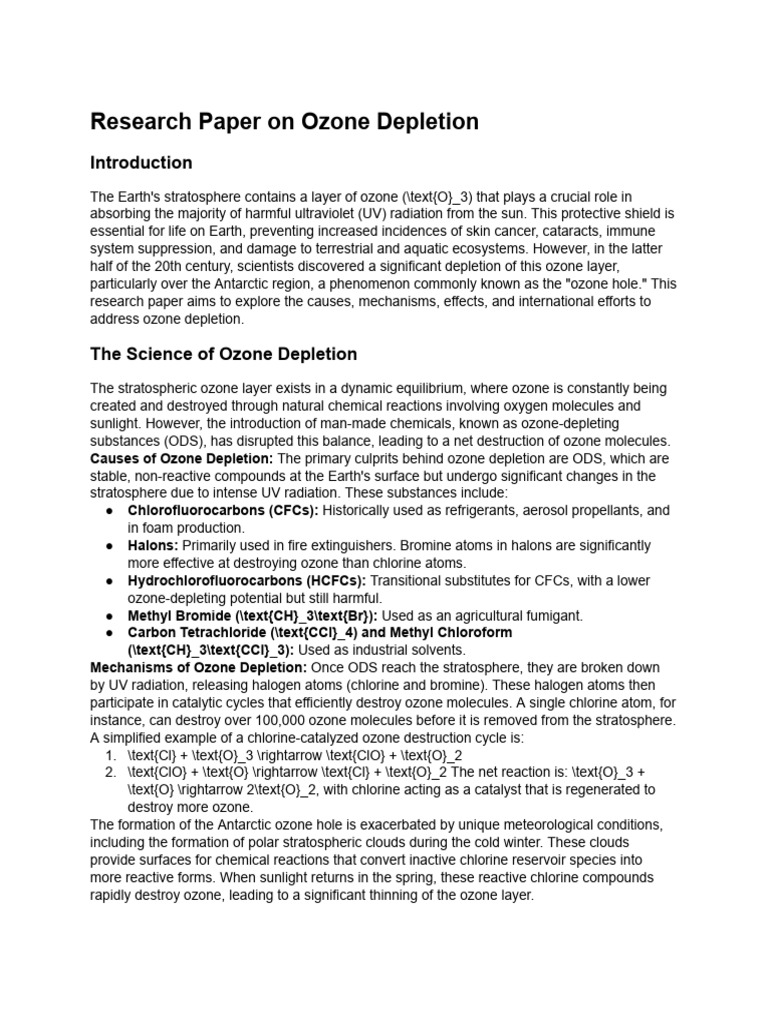 Research Paper On Ozone Depletion | PDF | Ozone Depletion ...