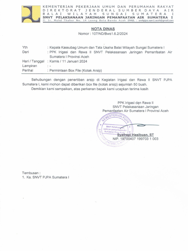 Permintaan Box File (Kotak Arsip) | PDF