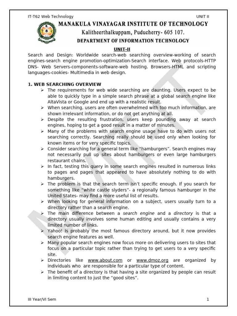 WebTechnology- puducherry university Unit 2 | PDF | Html | World Wide Web