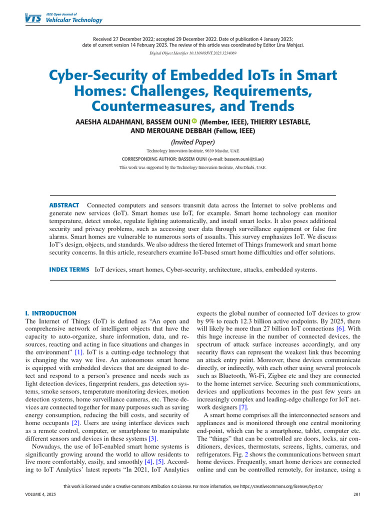 Cyber-Security of Embedded IoTs in Smart Homes Challenges Requirements ...