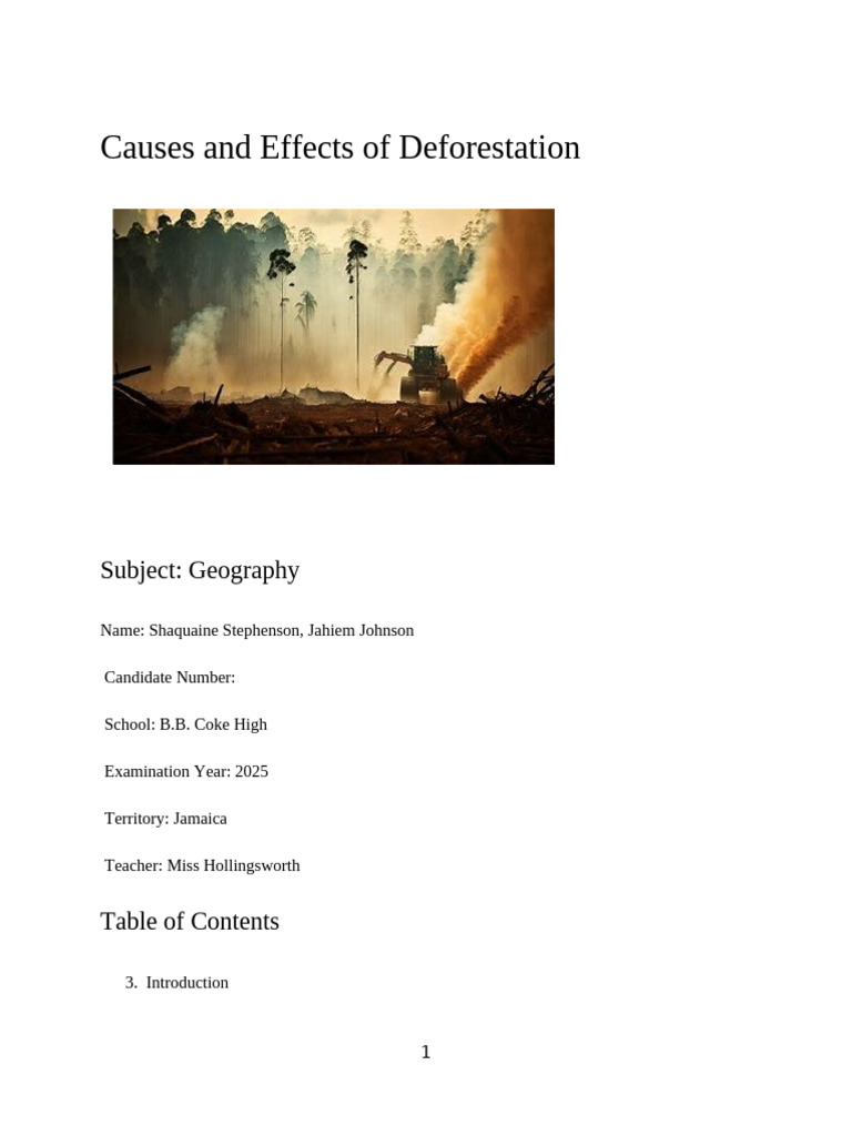 Causes and Effects of Deforestation | PDF | Deforestation ...