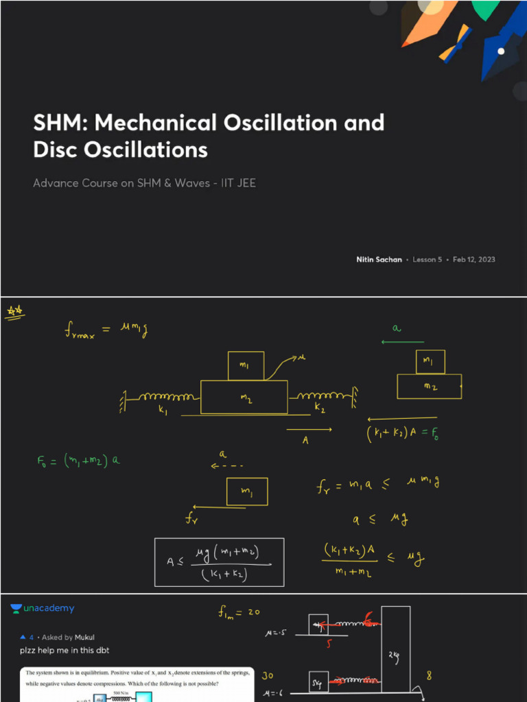 SHM Mechanical Oscillation and Disc Oscillations With Anno | PDF