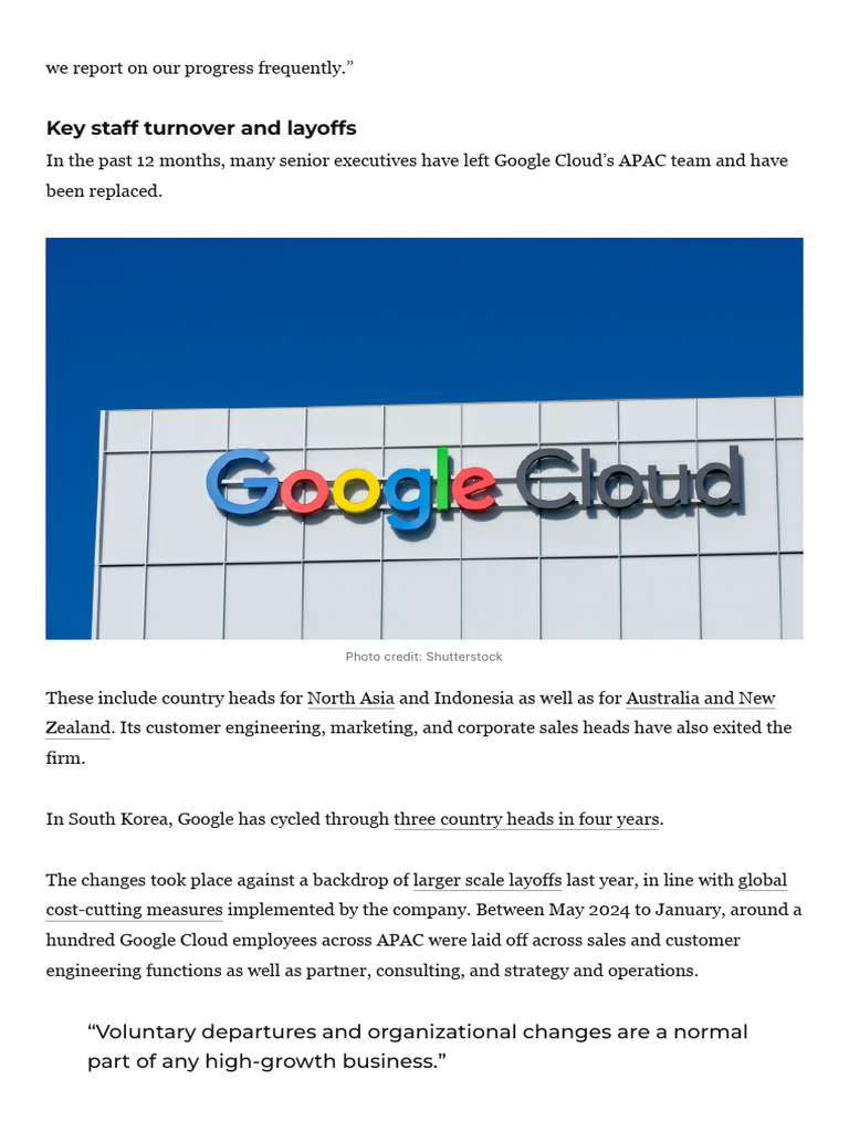 Google Cloud APAC: Leadership Changes | PDF | Layoff | Sales