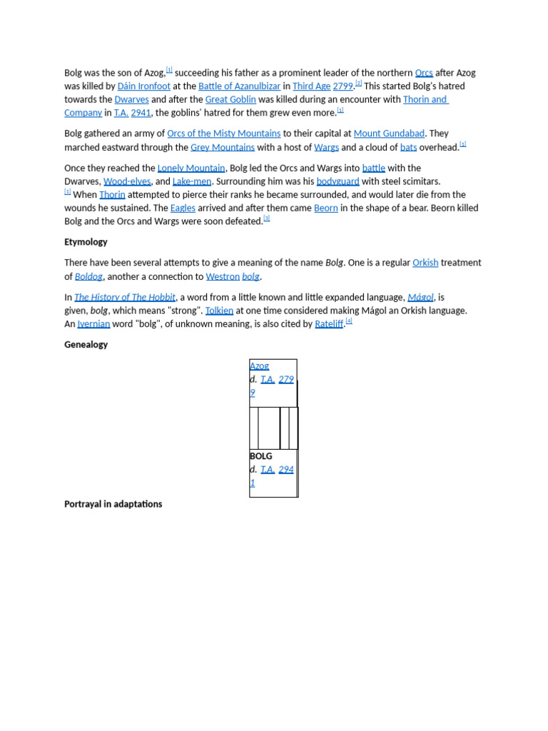 Etymology: Boldog Bolg The History of The Hobbit Mágol | PDF | Middle ...