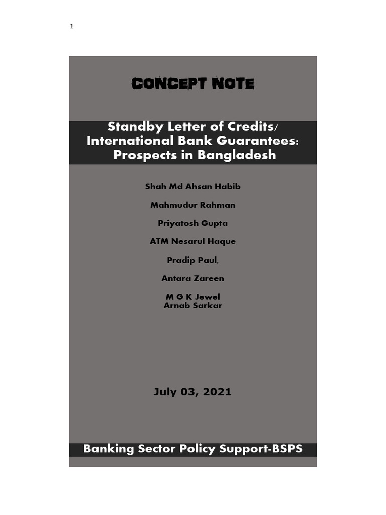 Concept Note on SBLC July 2 | PDF | Letter Of Credit | Guarantee