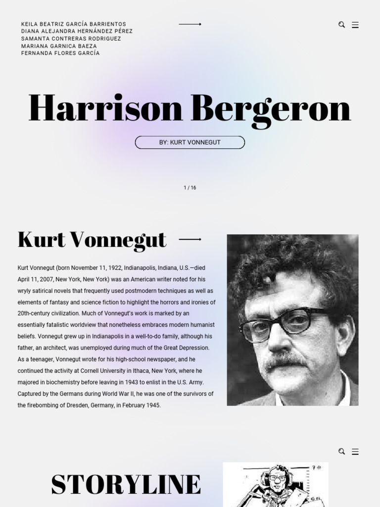 Task 9 Team PPT about the reading Harrison Bergeron | PDF | Kurt Vonnegut